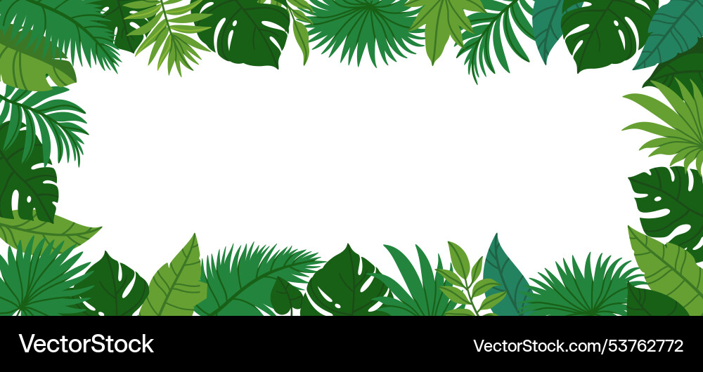 Tropical leaves frame summer jungle leaf border Vector Image