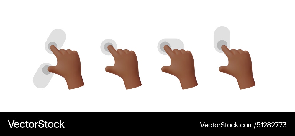 3d dark skin hand gesture icons for touch screen Vector Image