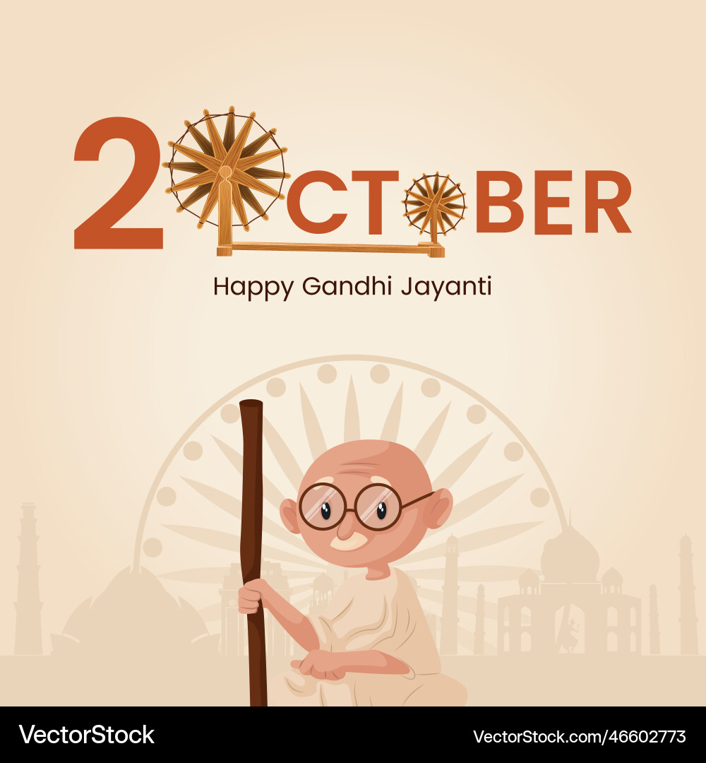 Creative gandhi jayanti 2nd october banner design Vector Image