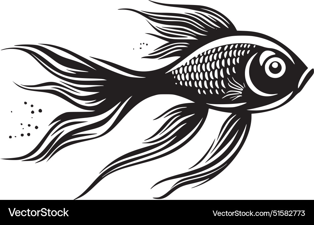 Goldfish - black and white Royalty Free Vector Image