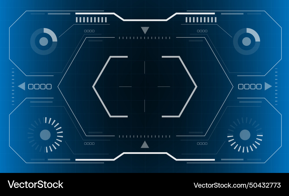 Hud sci-fi interface screen view white hexagon Vector Image