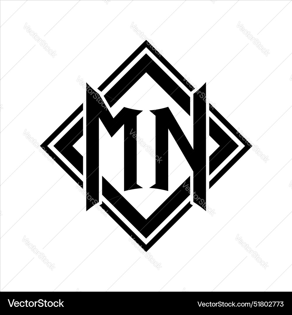 Mn letter logo with abstract shield shape Vector Image