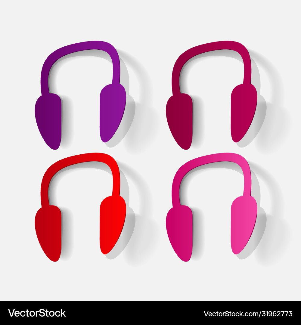 Paper clipped sticker wireless headphones Vector Image