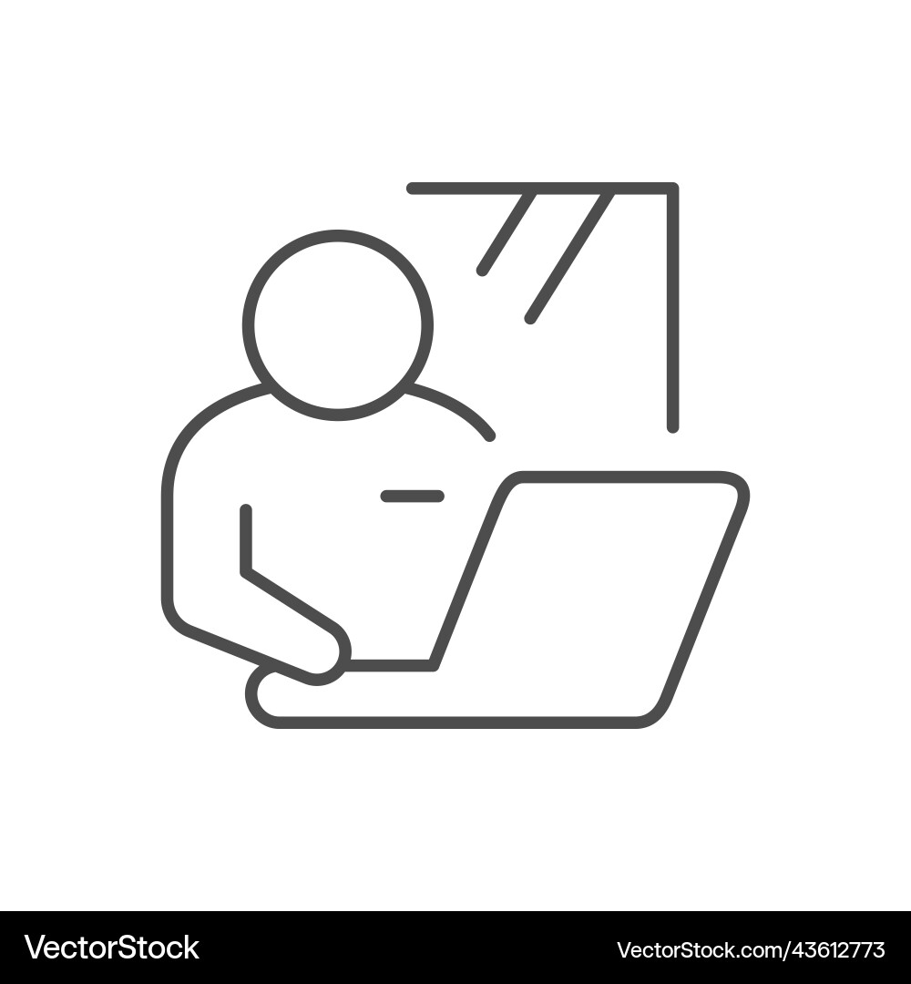 Person with laptop line icon Royalty Free Vector Image