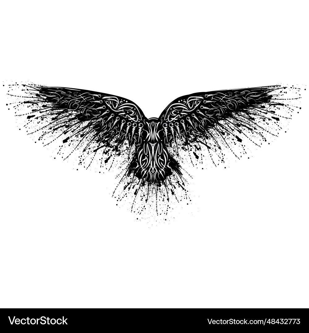 Raven pattern silhouette Royalty Free Vector Image