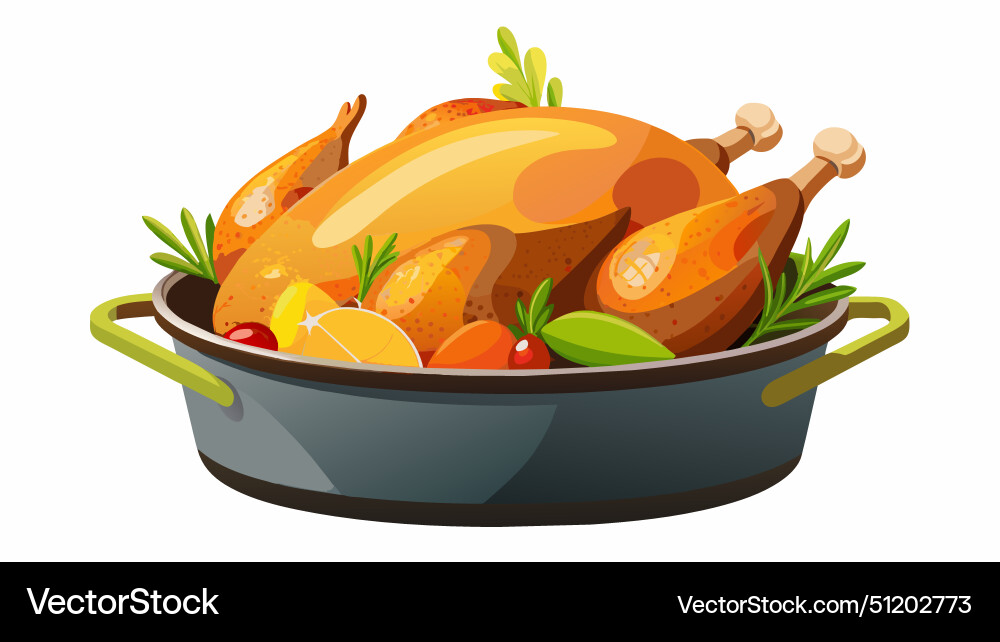 Roast turkey in a pot with its aromas Royalty Free Vector