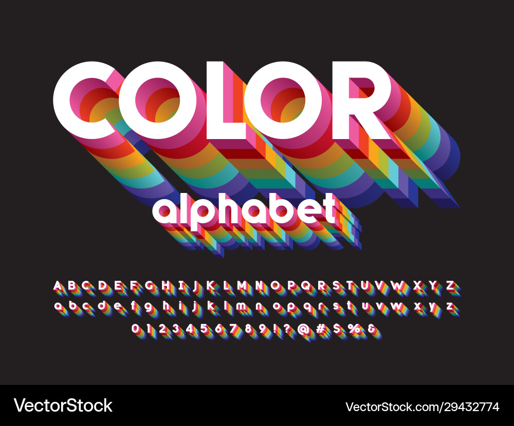 3d colour font Royalty Free Vector Image - VectorStock