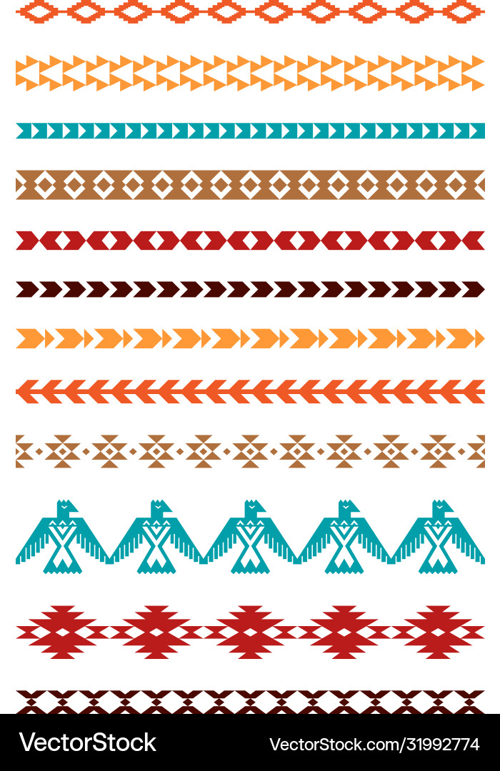 Aztec tribal borders Royalty Free Vector Image