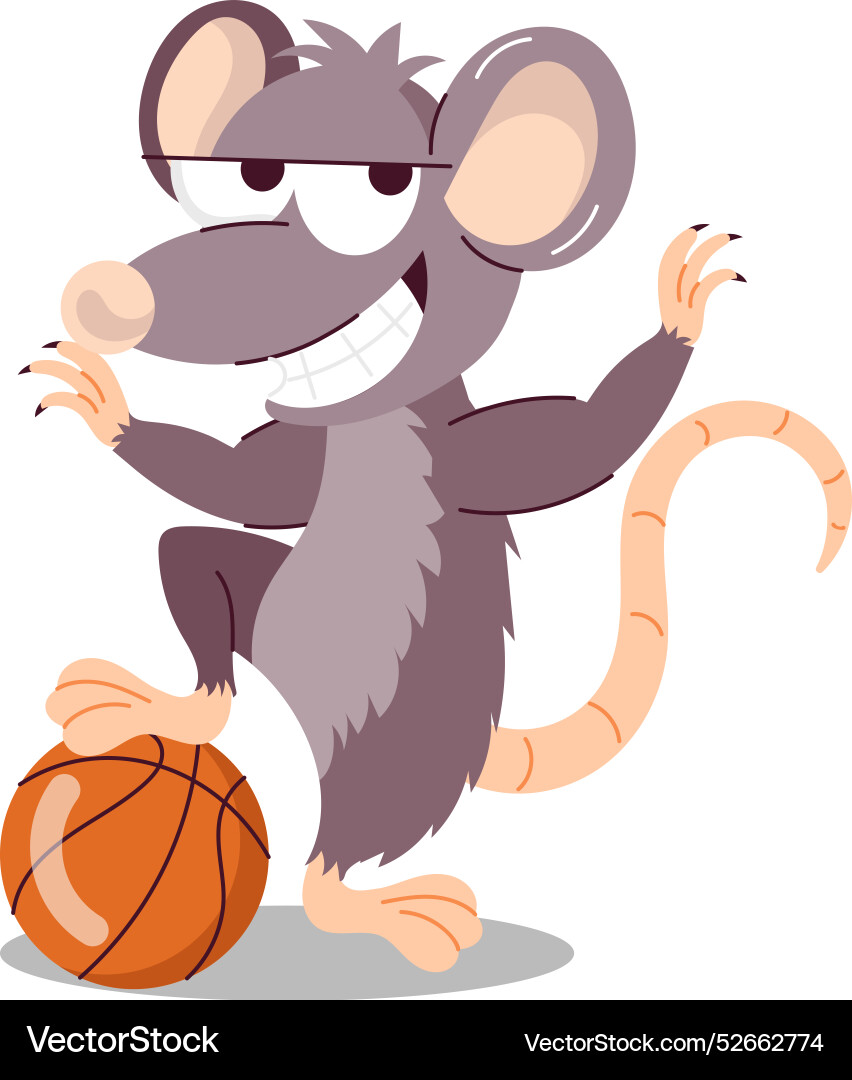 Basic rgba comic style sticker of rat playing Vector Image