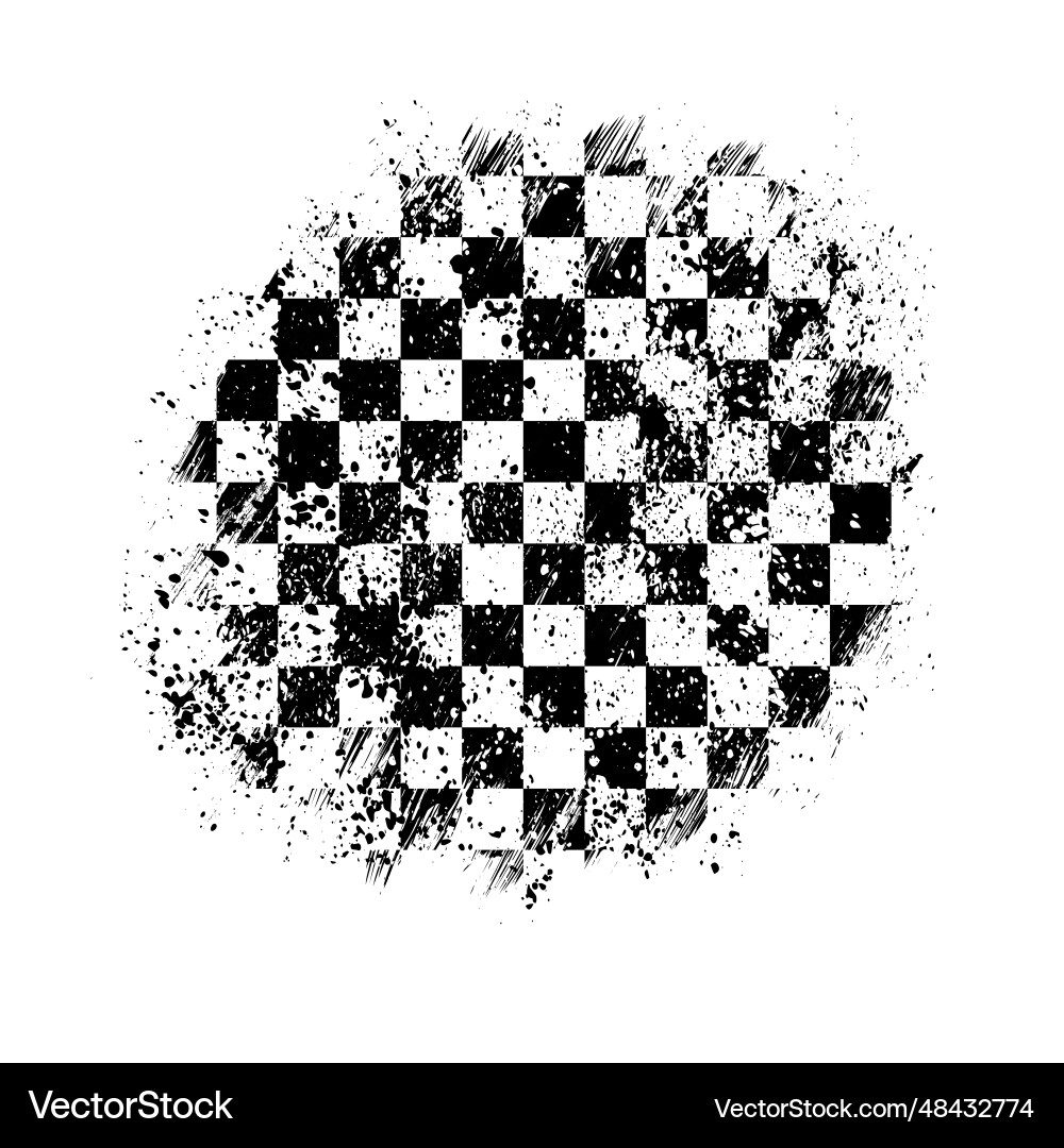 Checkered flag circle grunge racing lines Vector Image