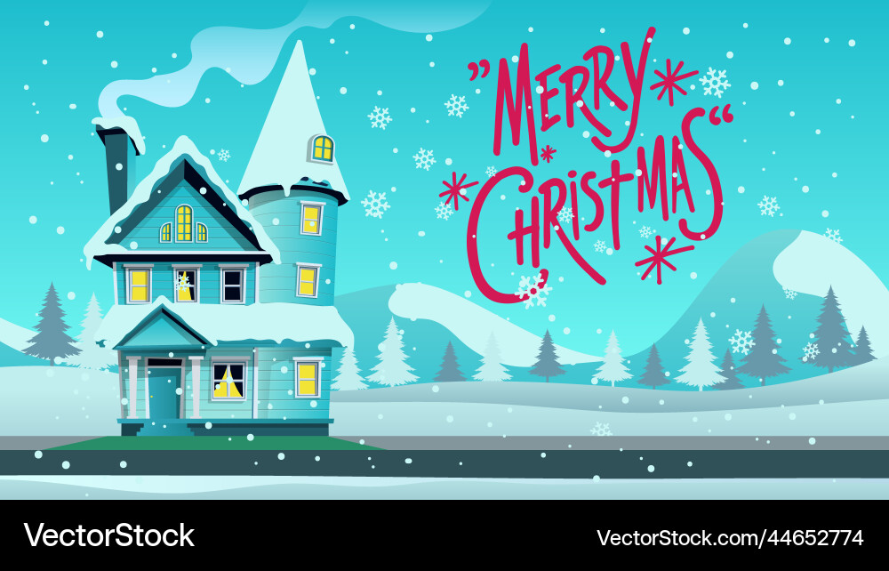 Christmas winter snowdrop in a small town Vector Image