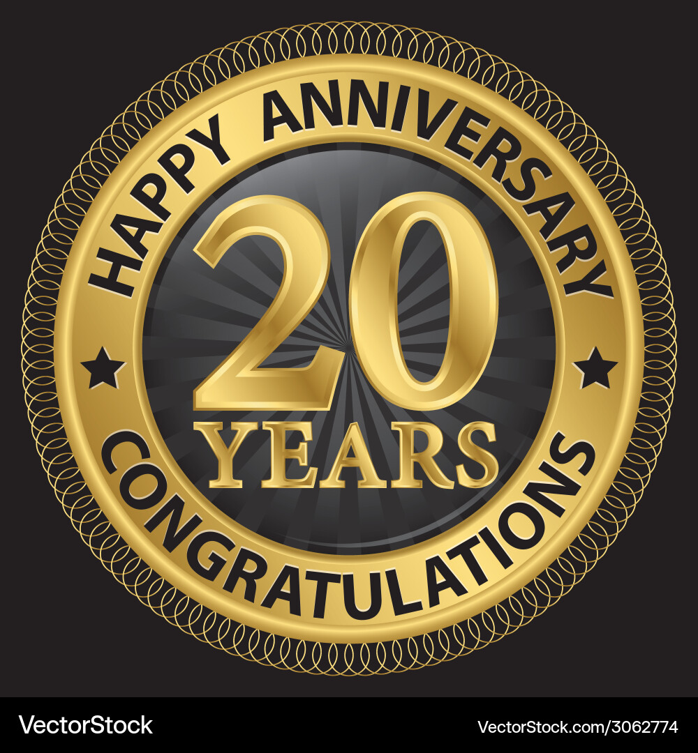 Gold Anniversary Celebration - 20 Years Royalty Free Vector