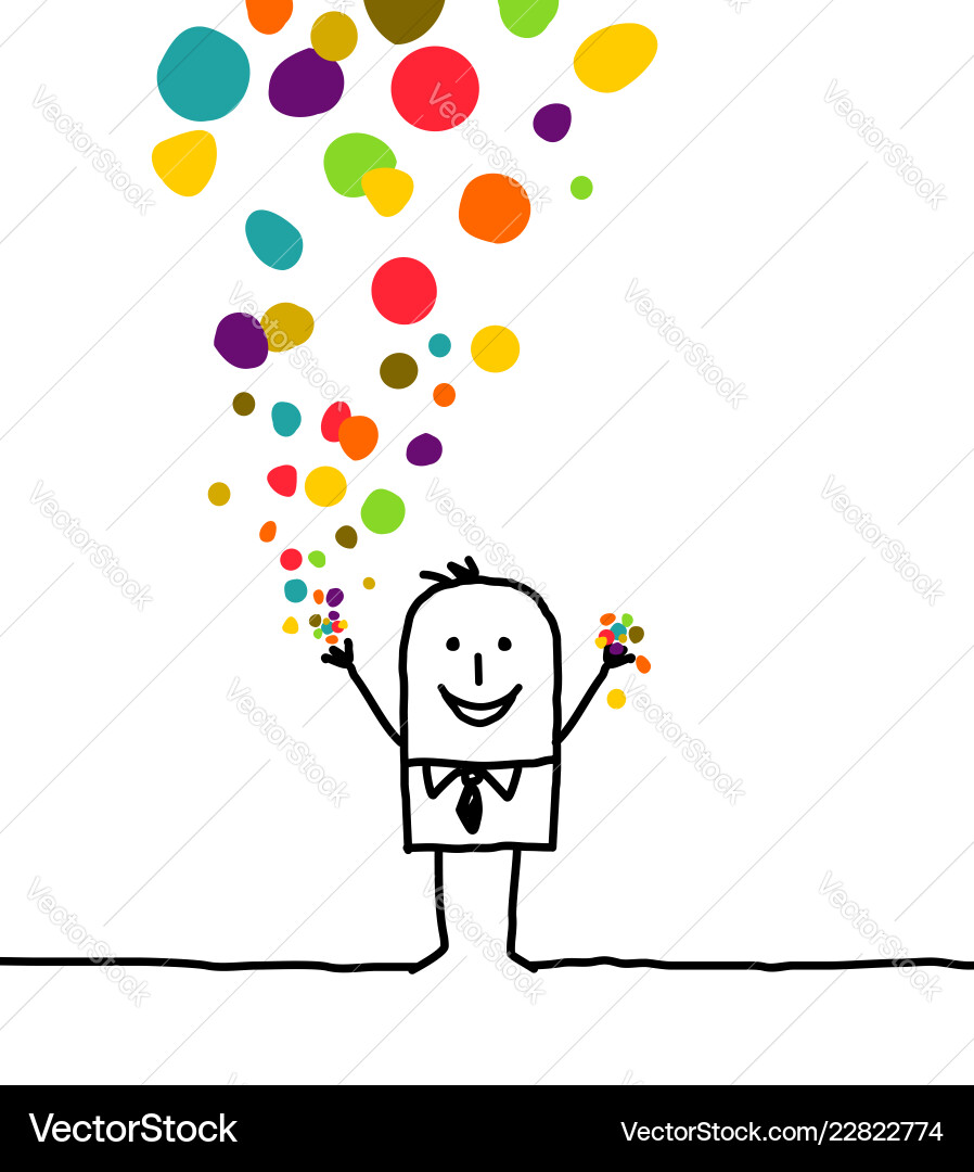 Hand drawn cartoon character - man confetti Vector Image