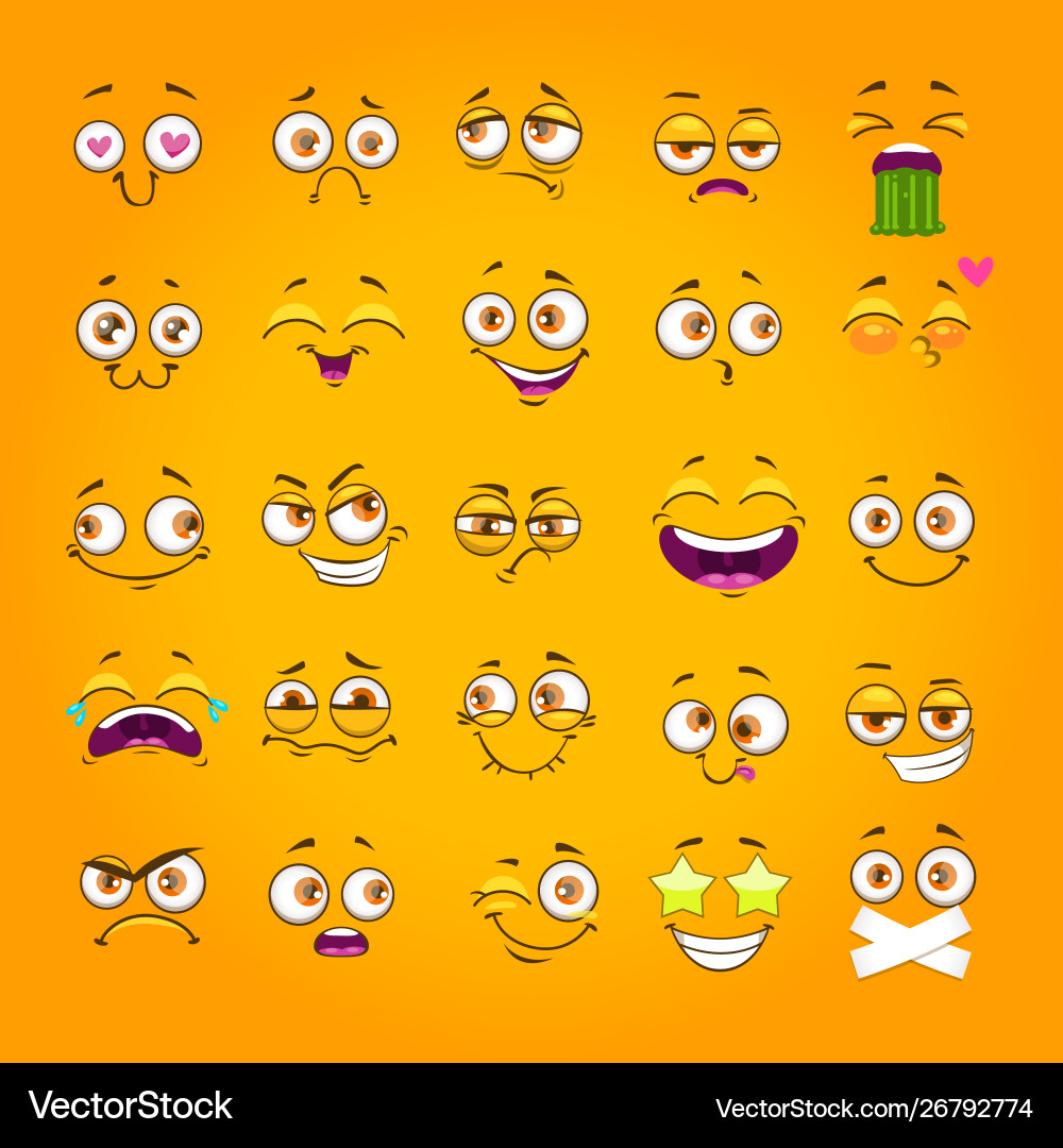 Humorous emoji set emoticon face collection Vector Image