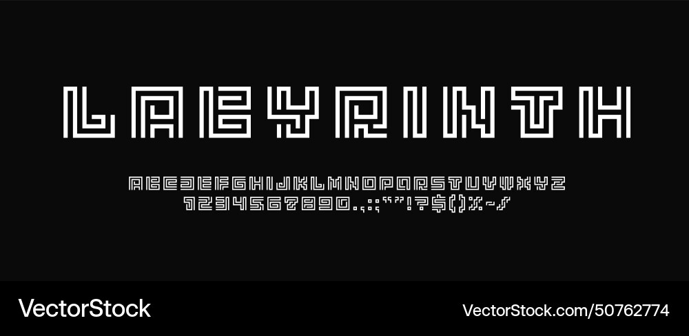 Maze font geometric typeface architect type Vector Image