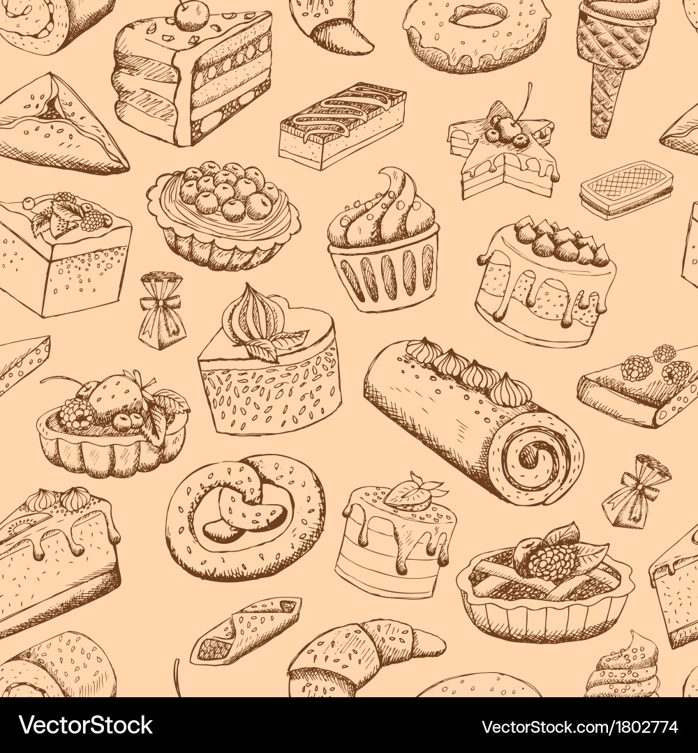 Pastry Pattern Wallpaper Royalty Free Vector Image