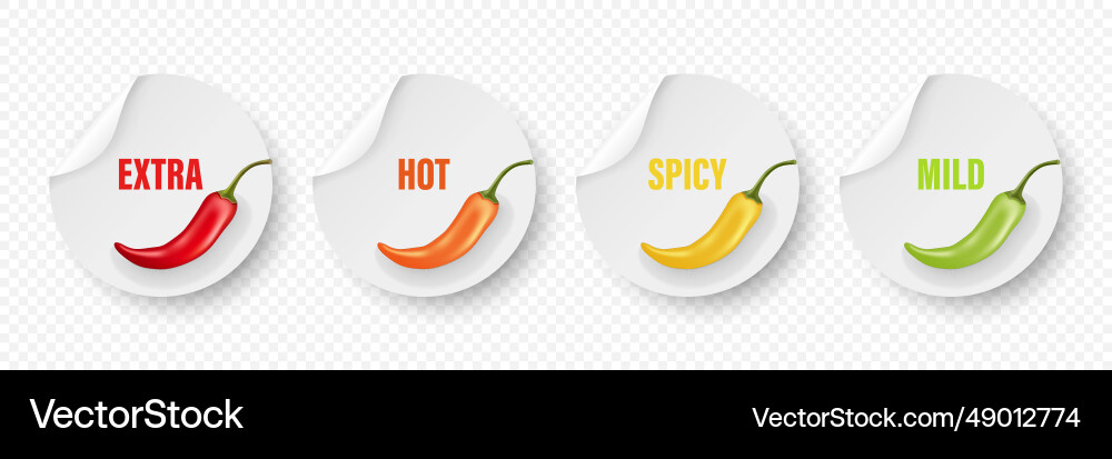 Realistic round stickers with spicy chili Vector Image