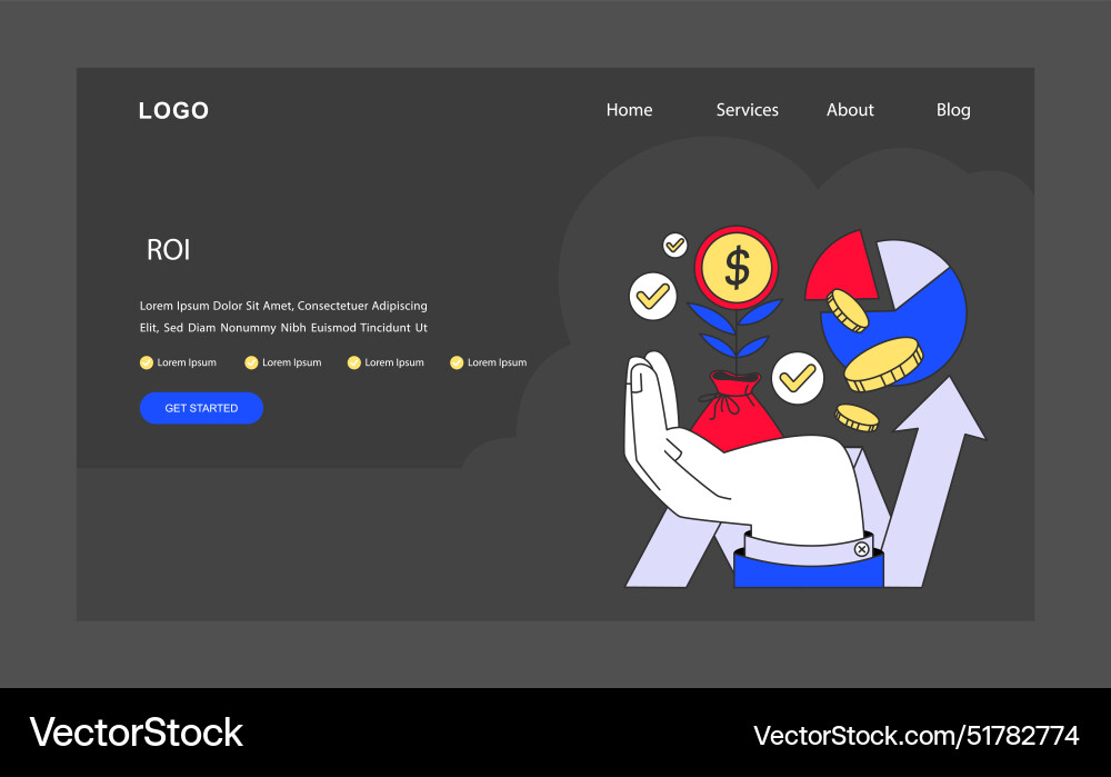 Roi growth concept flat Royalty Free Vector Image