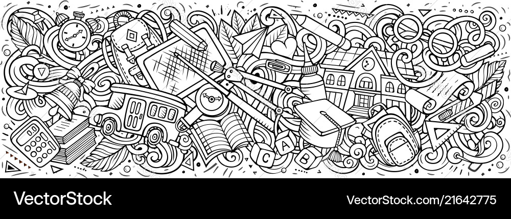 Cartoon cute doodles school banner design Vector Image