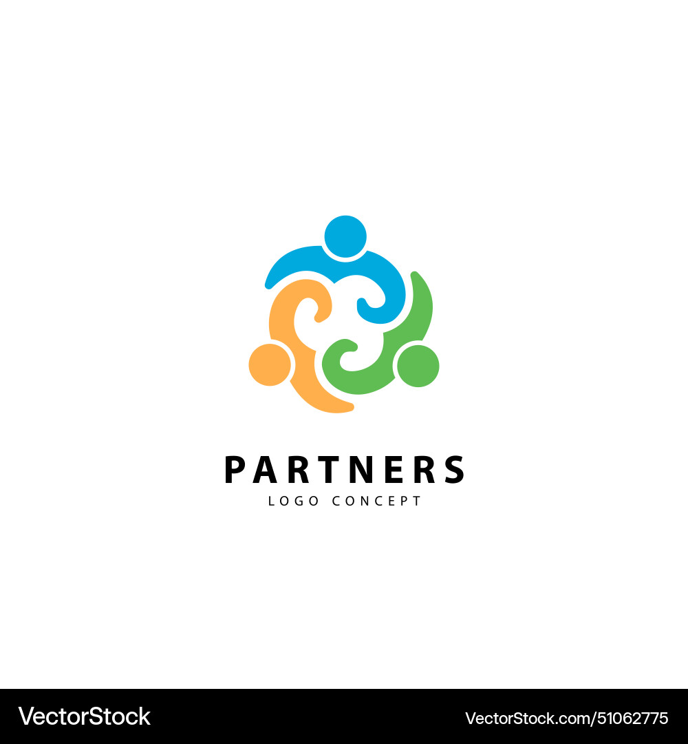 Creative colorful partners three people concept Vector Image