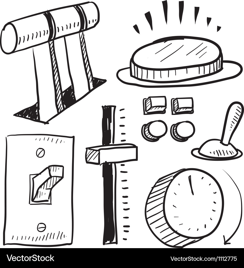 Doodle lever button switch Royalty Free Vector Image