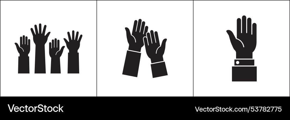 Hand sign raised hands icon raise symbols Vector Image