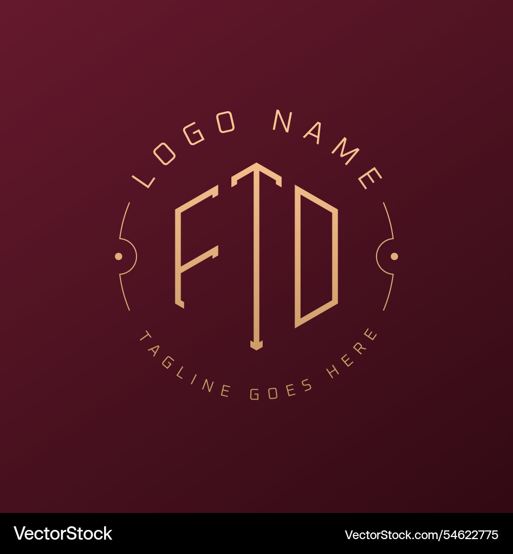 Luxury ftd logo design elegant letter Royalty Free Vector