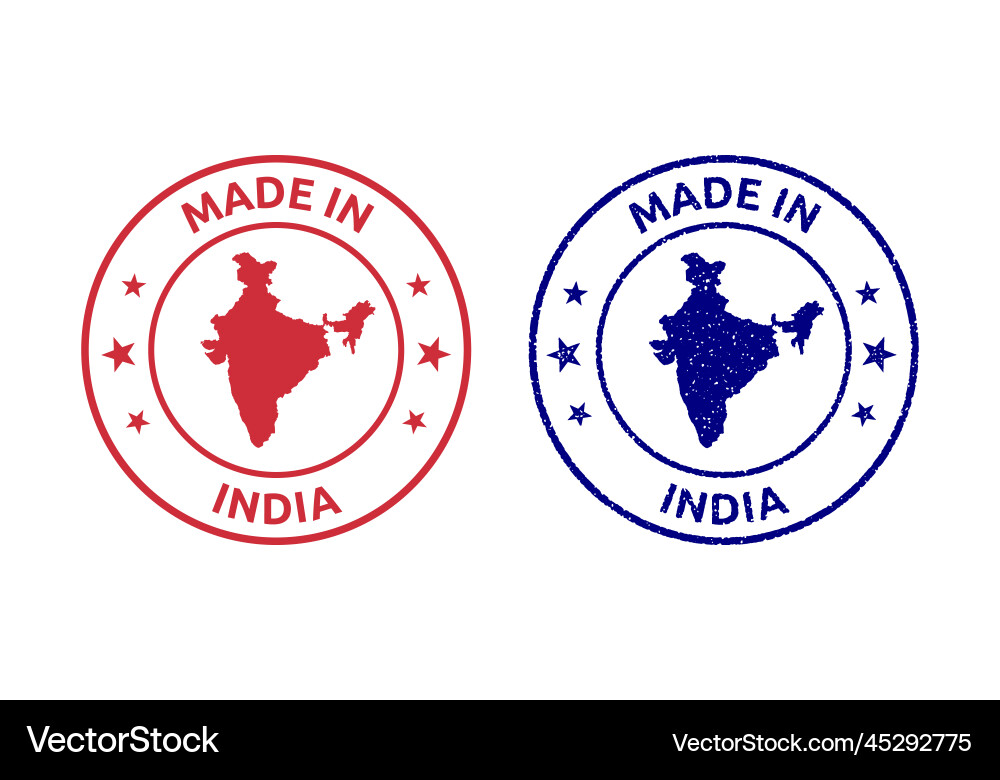 Made in india labels set product stamp Royalty Free Vector