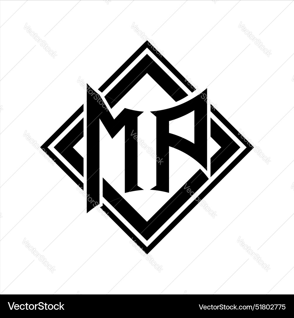 Mp letter logo with abstract shield shape Vector Image