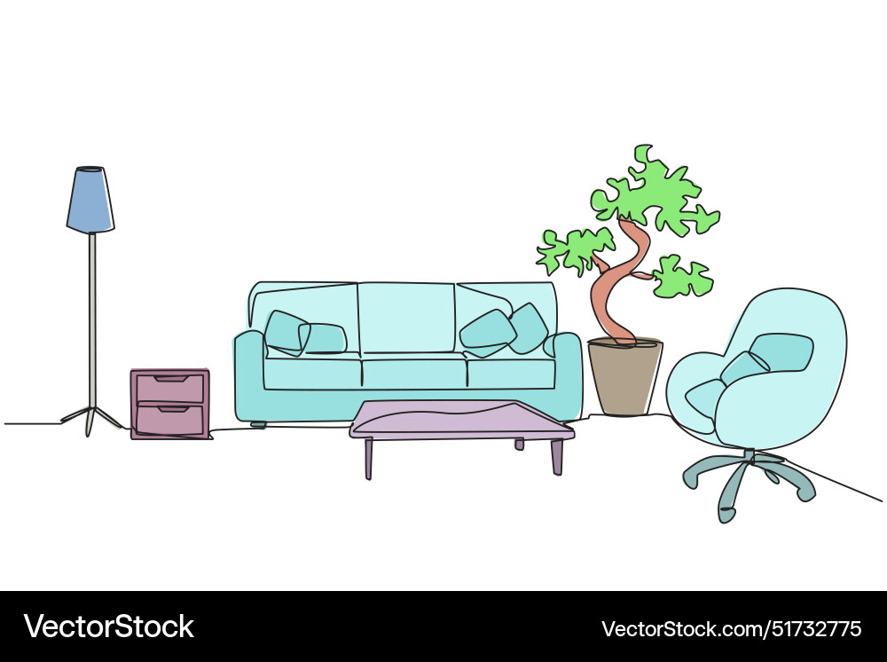 Single continuous line drawing stylish living Vector Image