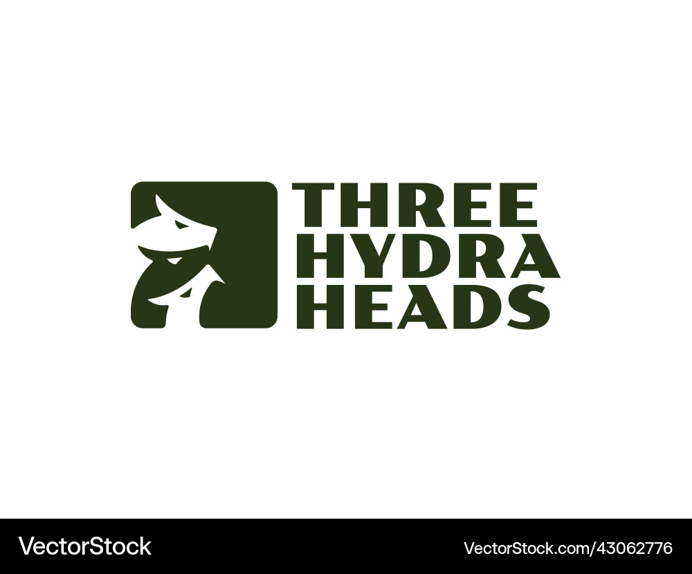 Black Hydra Logo - Three Heads Royalty Free Vector Image