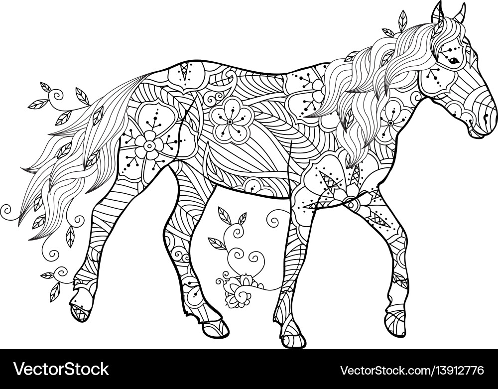 Coloring page in entangle inspired style running Vector Image