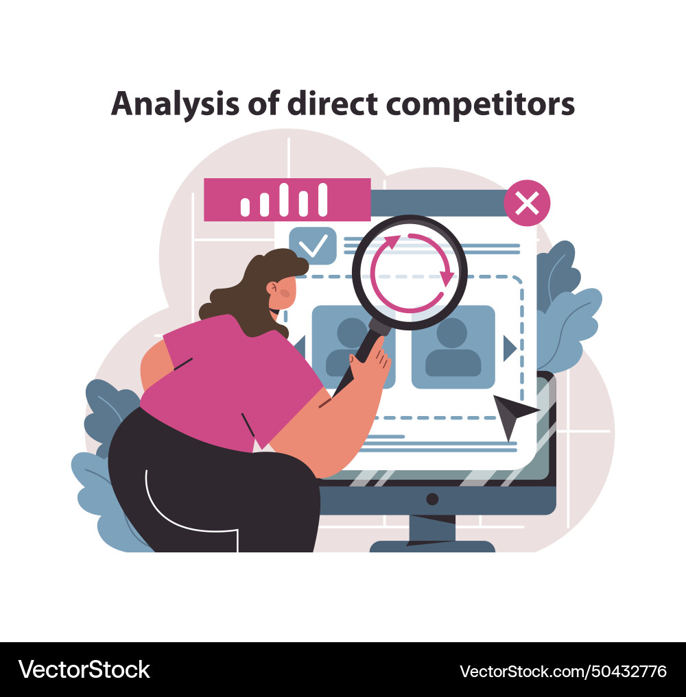 Direct competitors analysis concept Royalty Free Vector