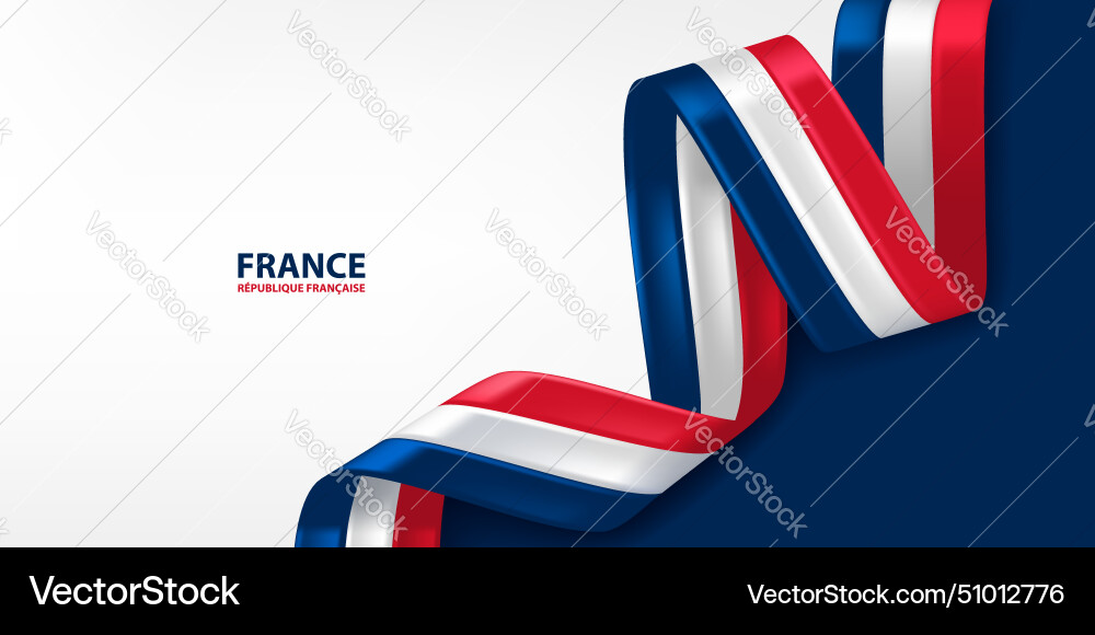 France 3d ribbon flag Royalty Free Vector Image