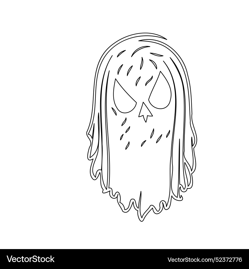 Ghost halloween scary outline sketch Royalty Free Vector