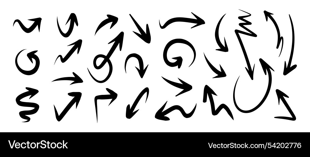 Hand drawn arrow set doodle Royalty Free Vector Image