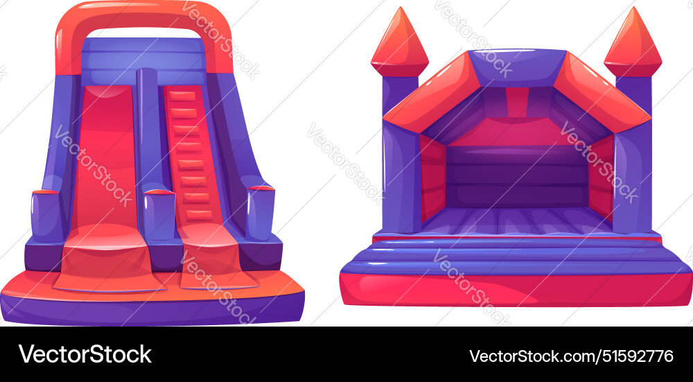 Inflatable bouncy house set on white background Vector Image