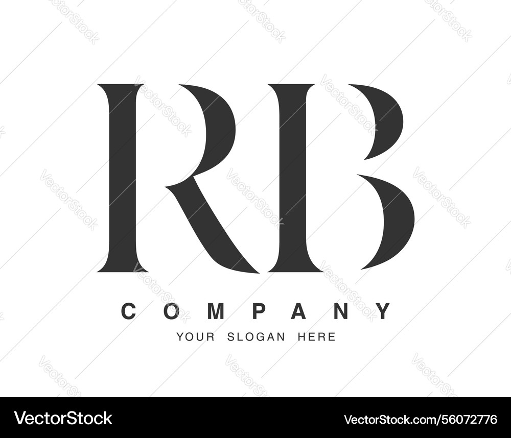 Rb logo design initial letter r and b serif font Vector Image