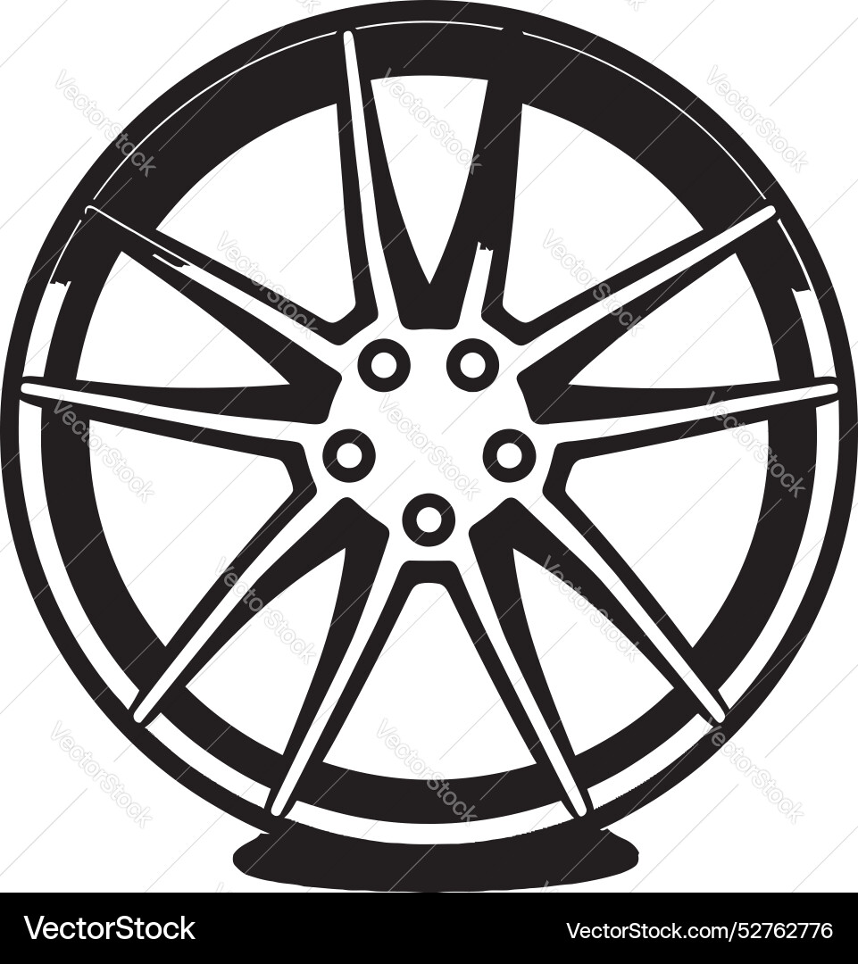 Reflective rim shiny alloy wheel logo design Vector Image