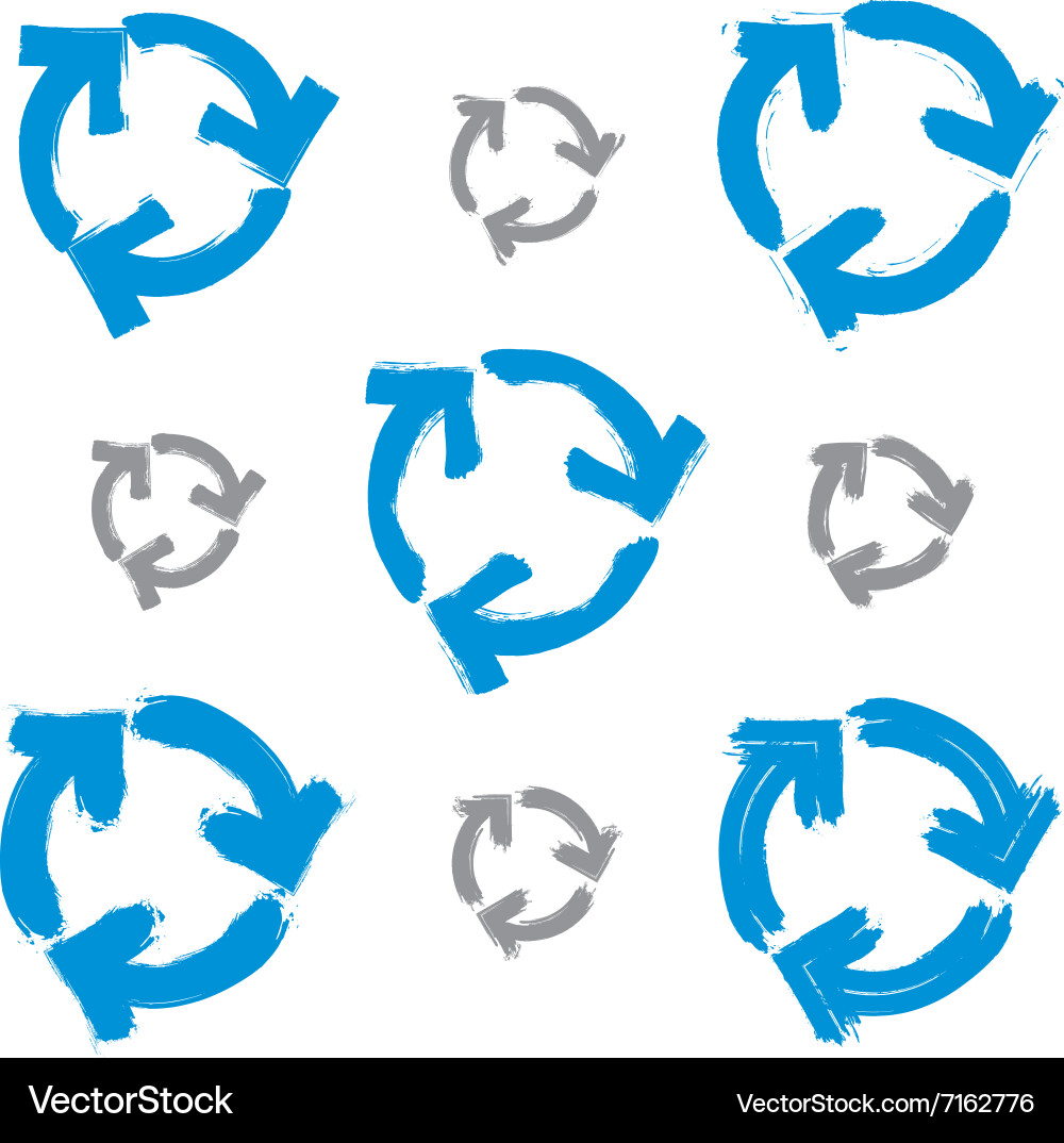 Set of hand-painted blue update signs isolated Vector Image