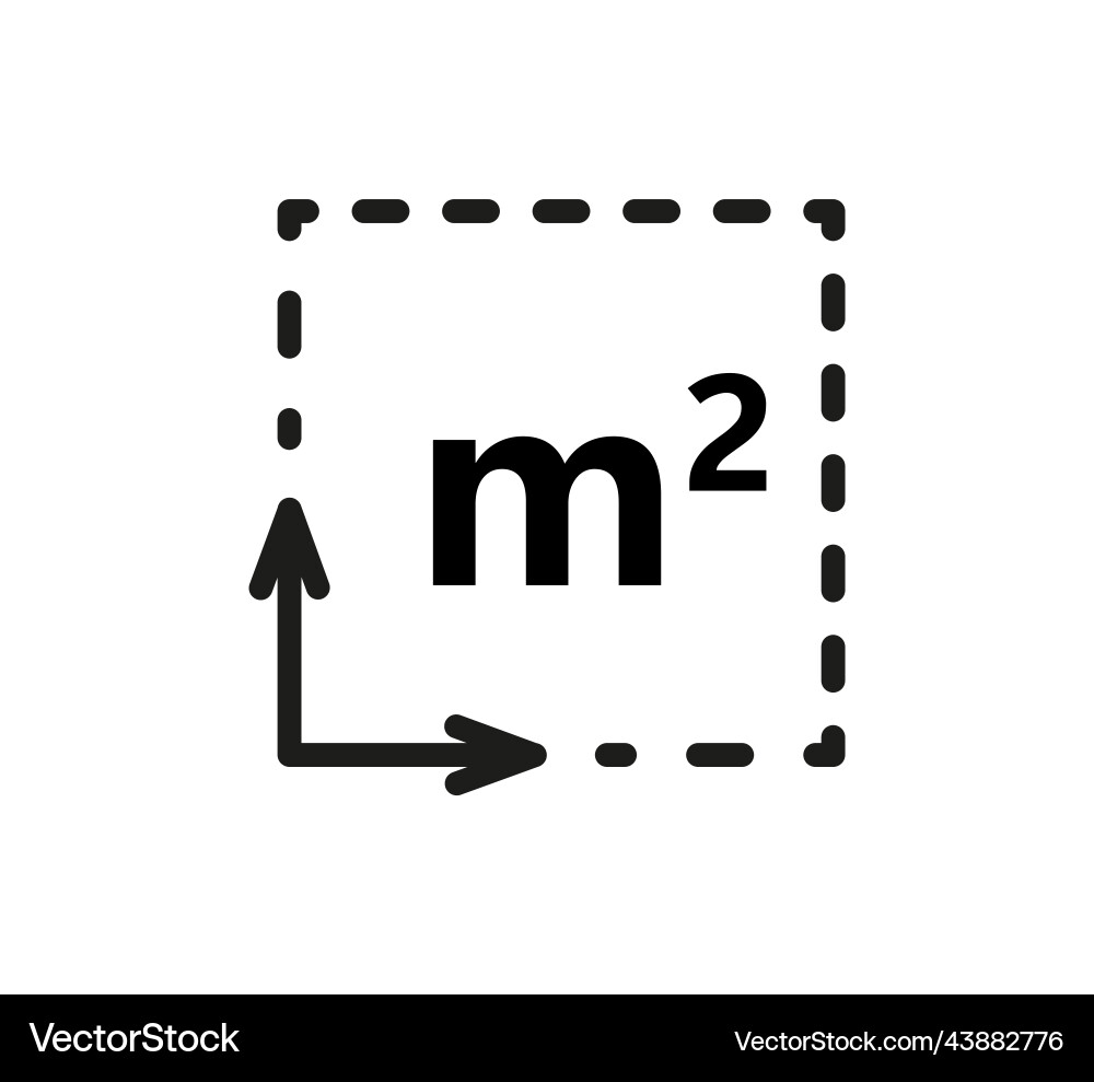 Square meter icon m2 sign flat area in Royalty Free Vector