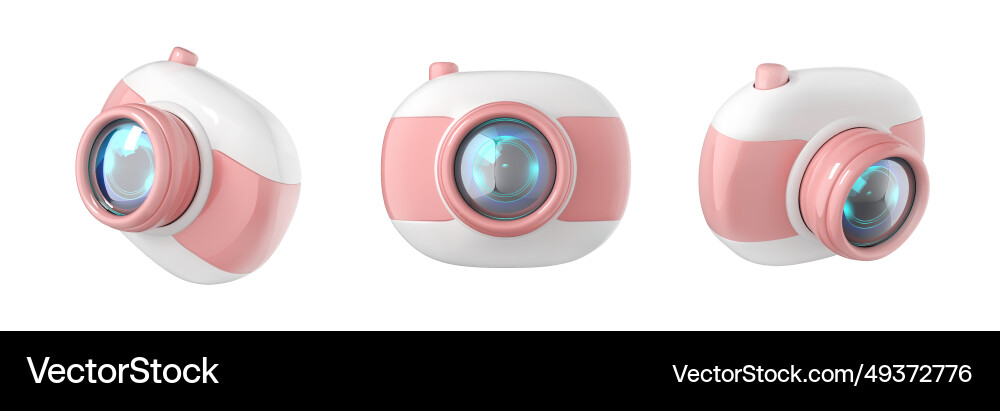 White and pink camera in different angles Vector Image