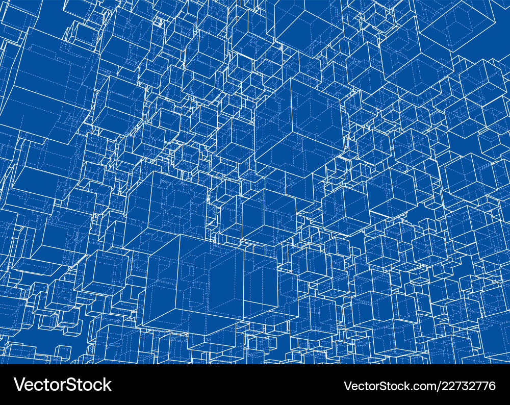 Wireframe Geometric Boxes Royalty Free Vector Image
