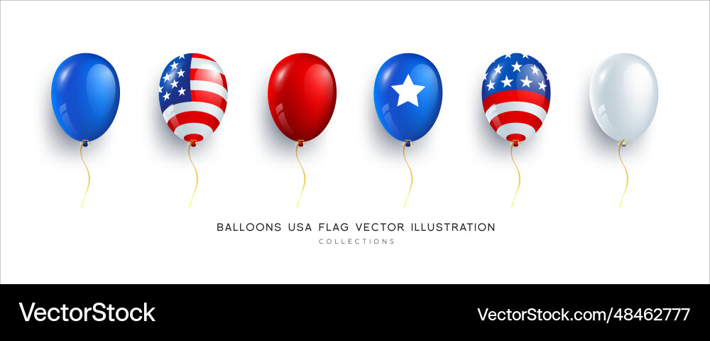 Balloons american flag collections design isolated
