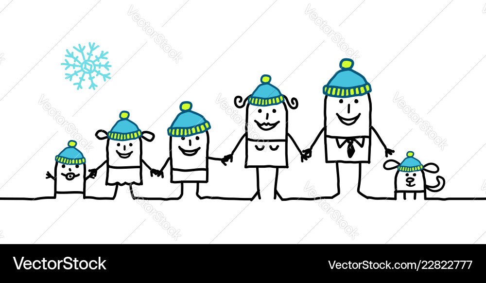 Cartoon winter family Royalty Free Vector Image