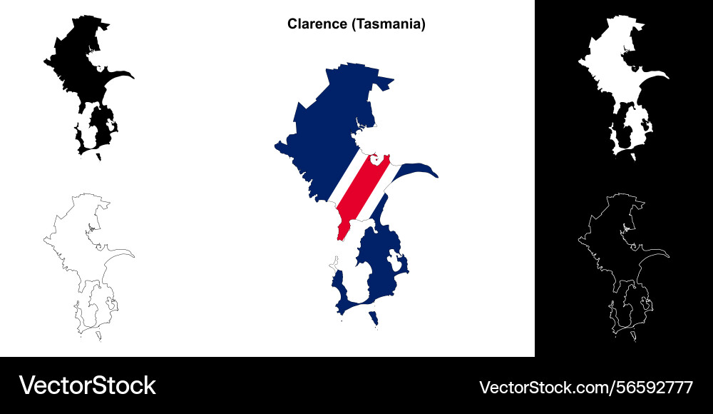 Clarence outline map Royalty Free Vector Image