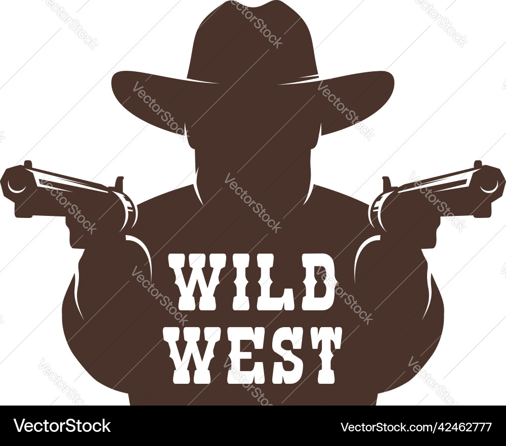 Cowboy bandit with guns stencil Royalty Free Vector Image