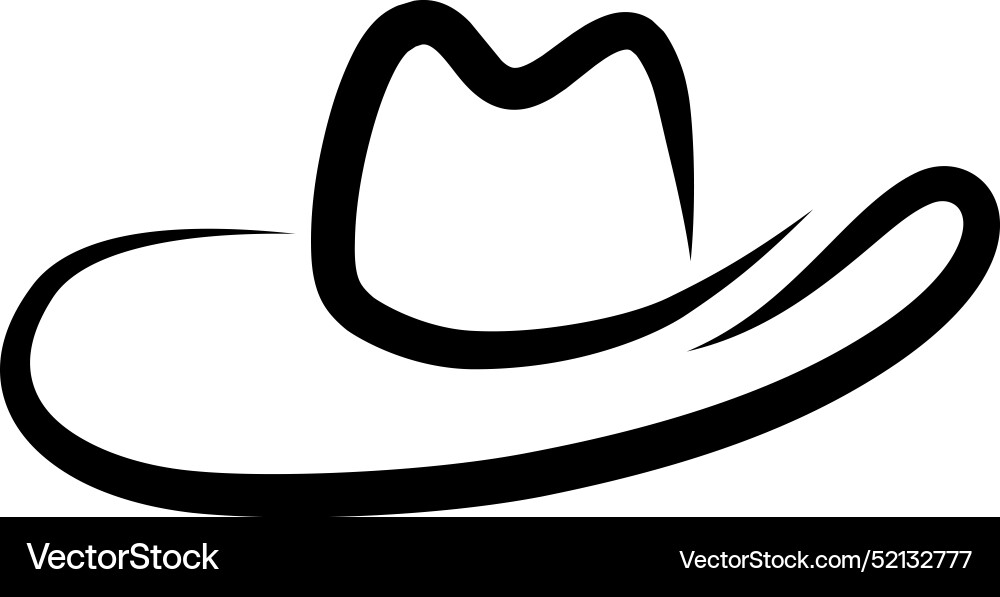 Cowboy hat logo in outline style Royalty Free Vector Image