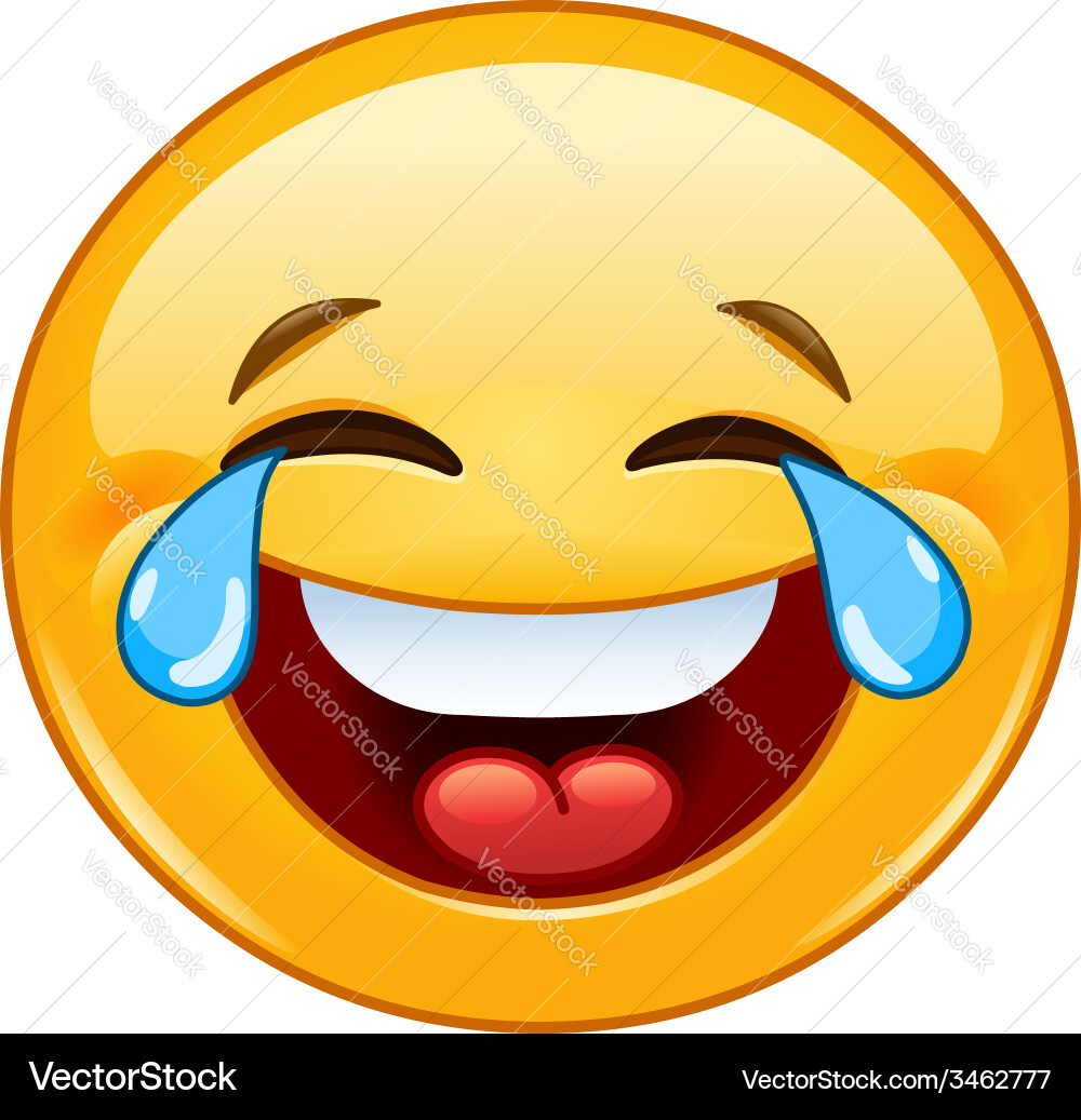 Emoticon with tears of joy Royalty Free Vector Image