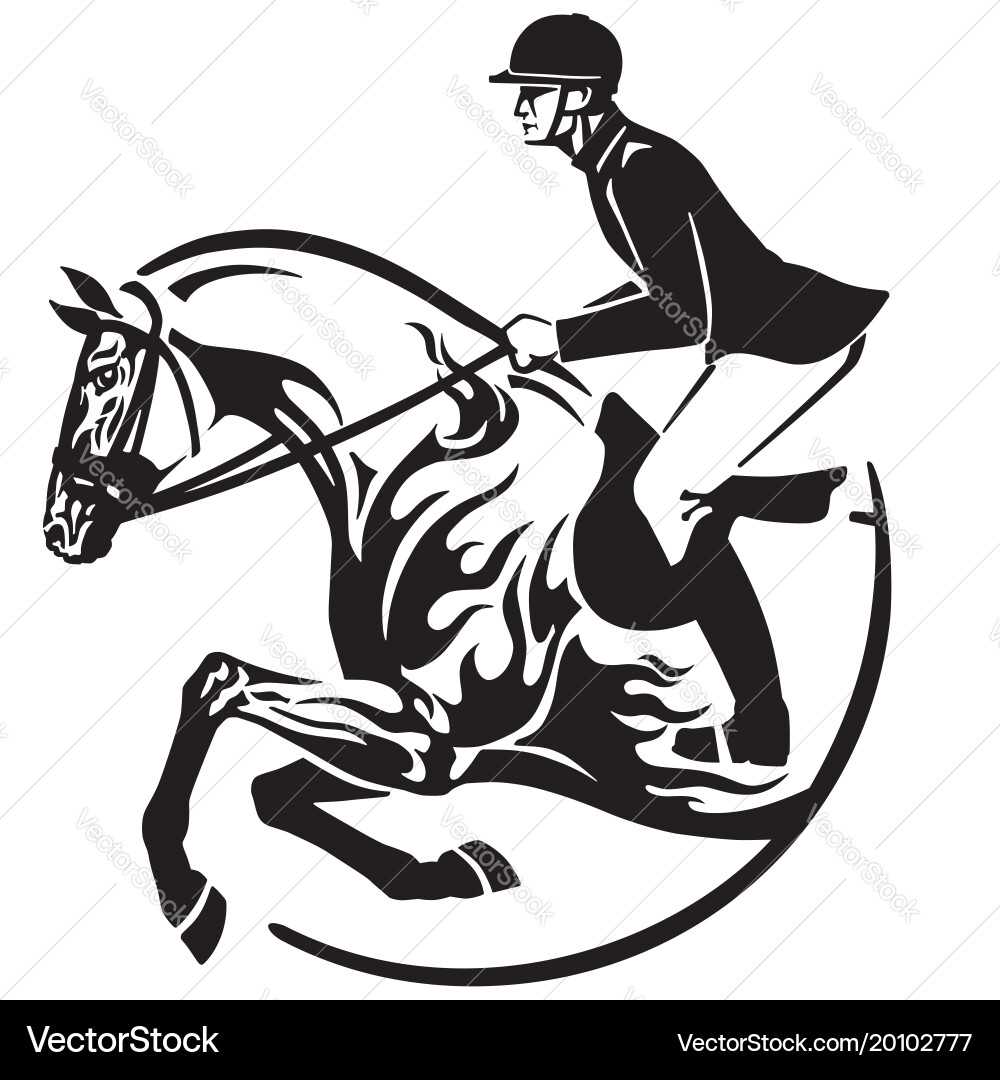 Horse show jumping logo Royalty Free Vector Image